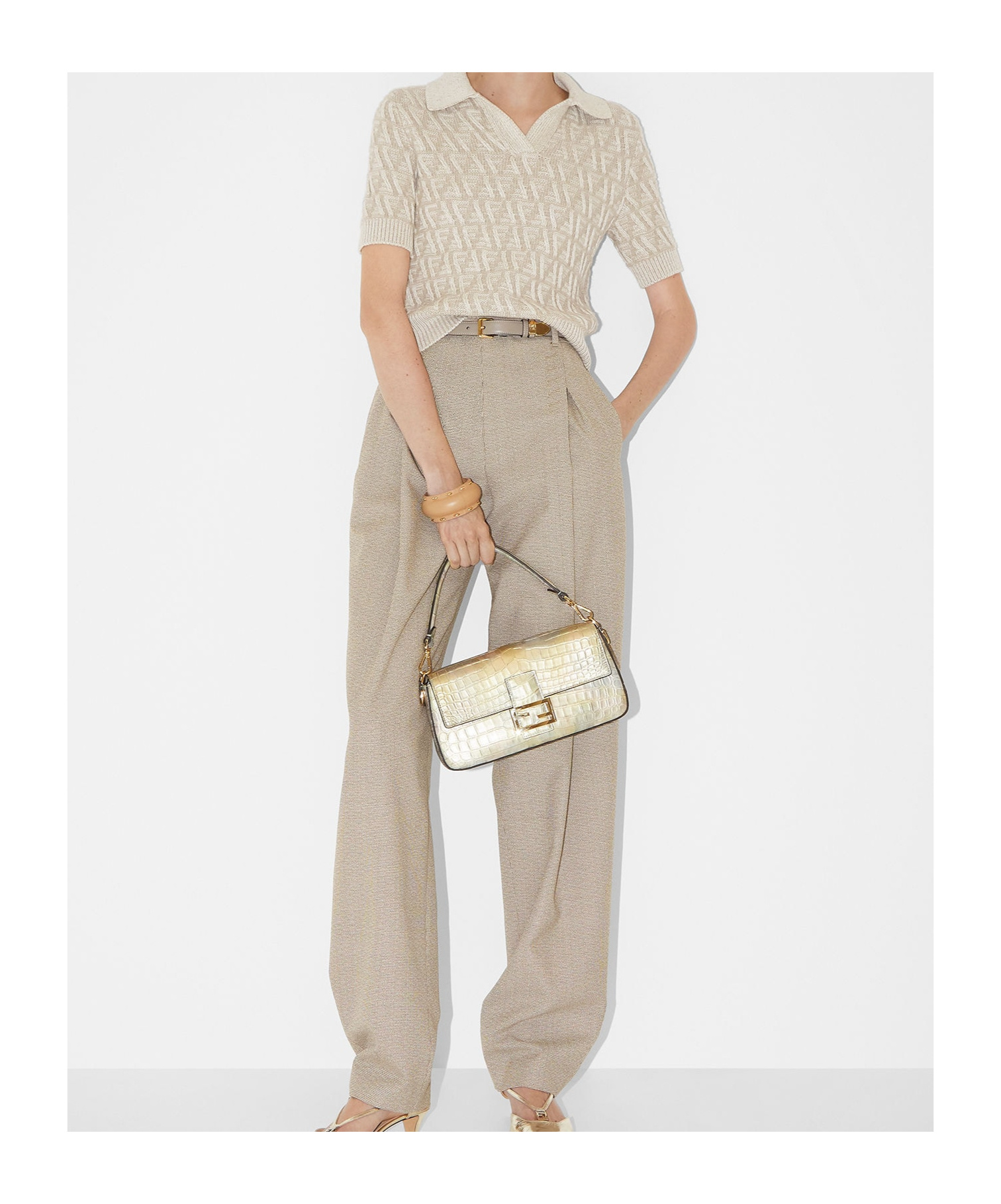 FENDI Fendi Logo Detailed Knitted Polo Top